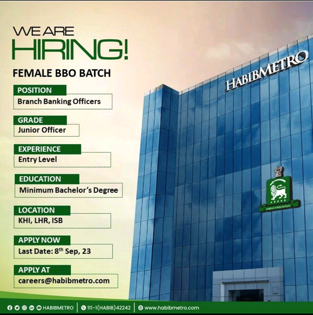 Habib Metropolitan Bank Hiring Branch Banking Officers (Females) in ...