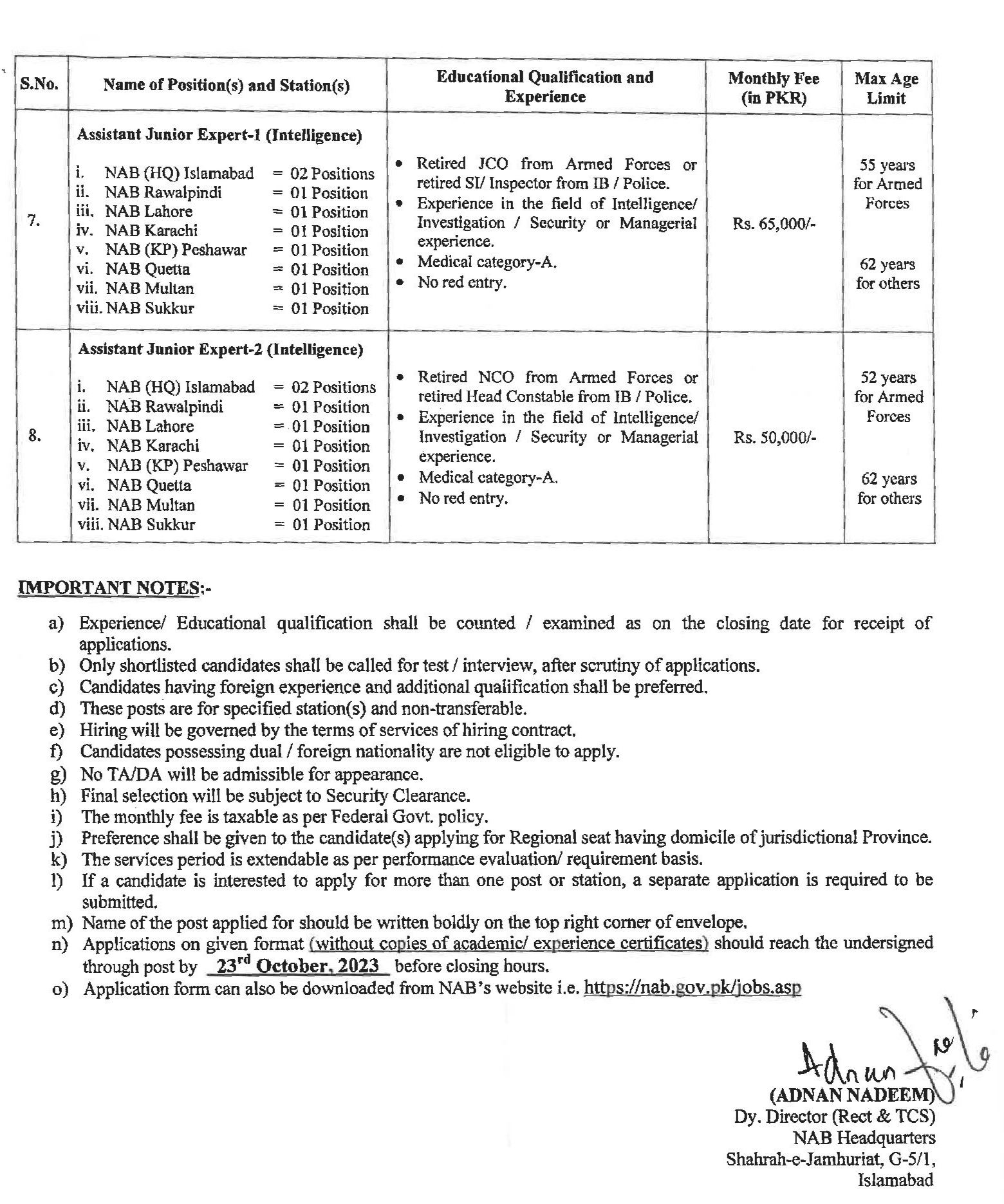 NAB Jobs 2023 National Accountability Bureau Latest Advertisement